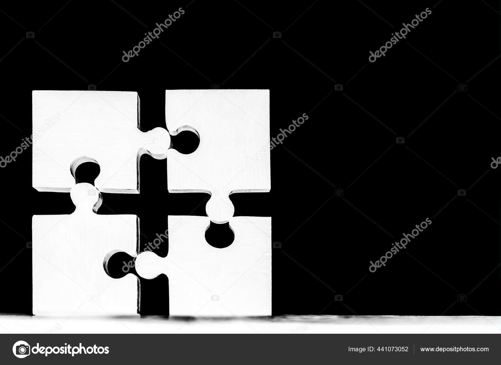 Four Disconnected Jigsaw Puzzle Pieces Form Square Isolated White ...