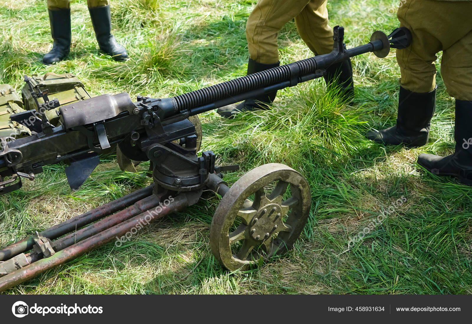 Mitragliatrice Pesante Vecchia Mitragliatrice Militare Potente Canna ...