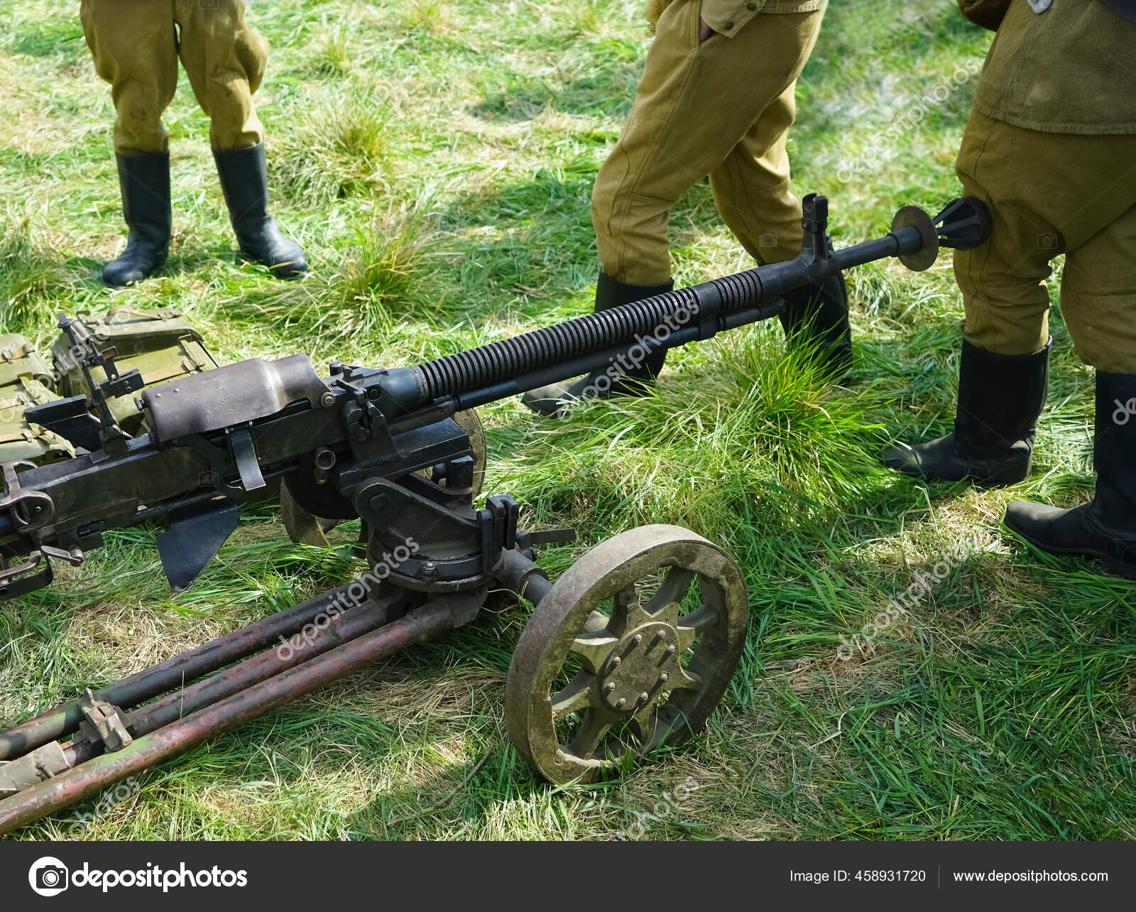 Raskas Konekivääri Vanha Kunnon Armeijan Konekivääri Pitkä Piippu ...