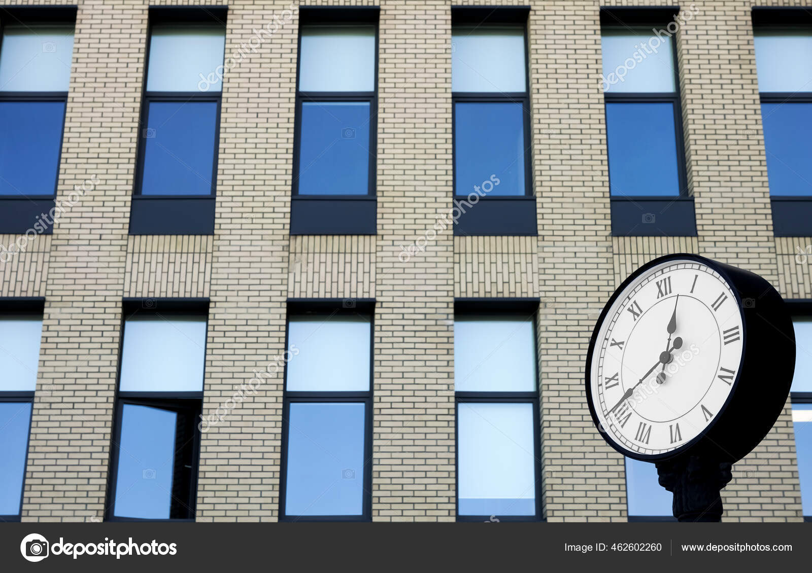 Clock Office Building Modern Clock Background Brick Building Time Money ...