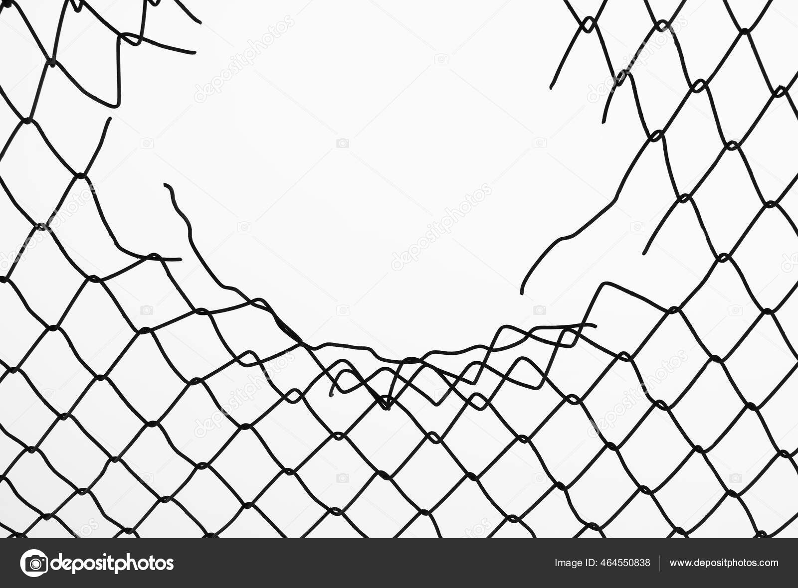 Schaden Drahtgeflecht Auf Weißem Hintergrund Gitternetz Mit Loch ...