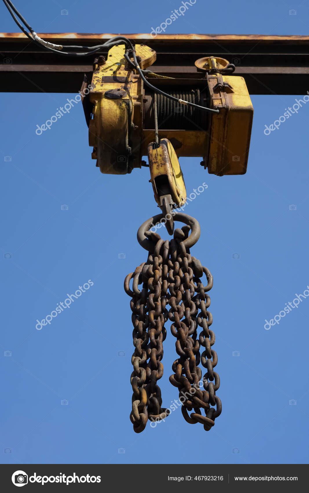 Hook Gantry Crane Chain Lifting Heavy Loads Background Metal Beam ...