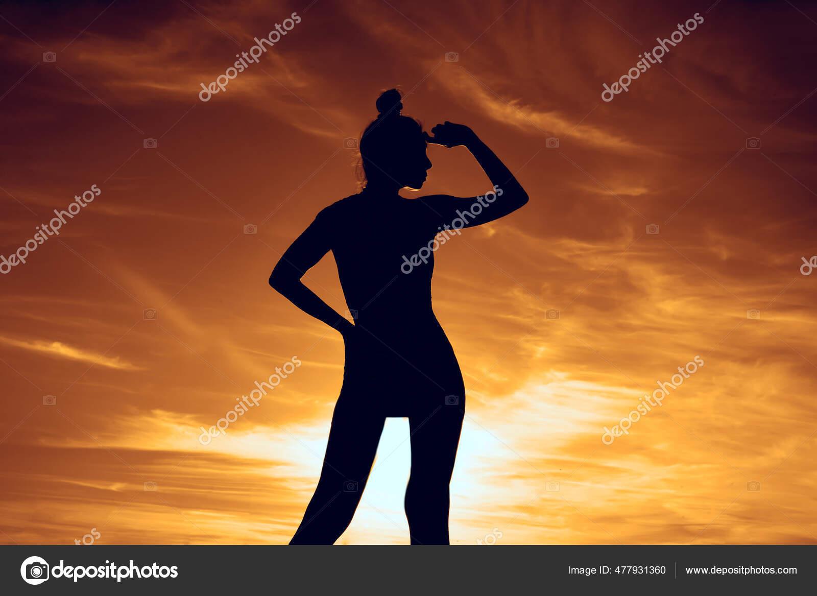 Silhouette Woman Golden Hour Backlit Dusk Lighting Lifestyle Sunset ...