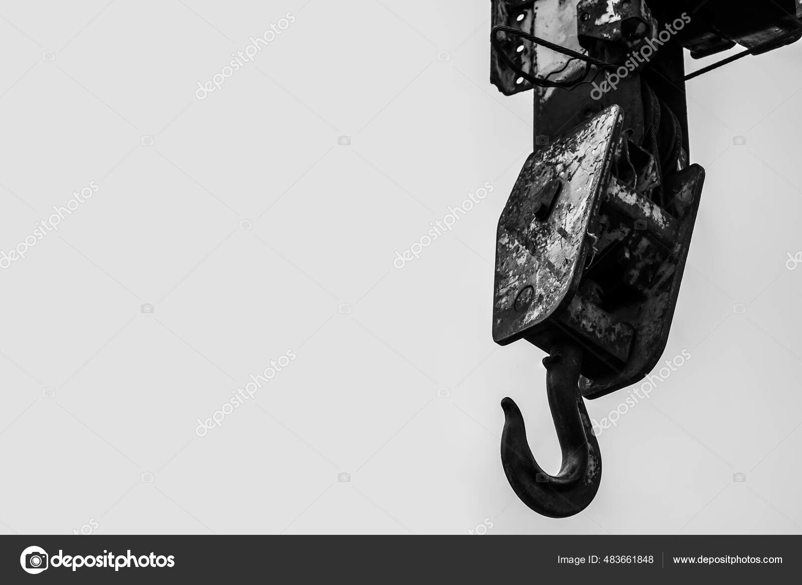 Crane Hook Hanging Steel Ropes Isolated White Background Big Metal ...