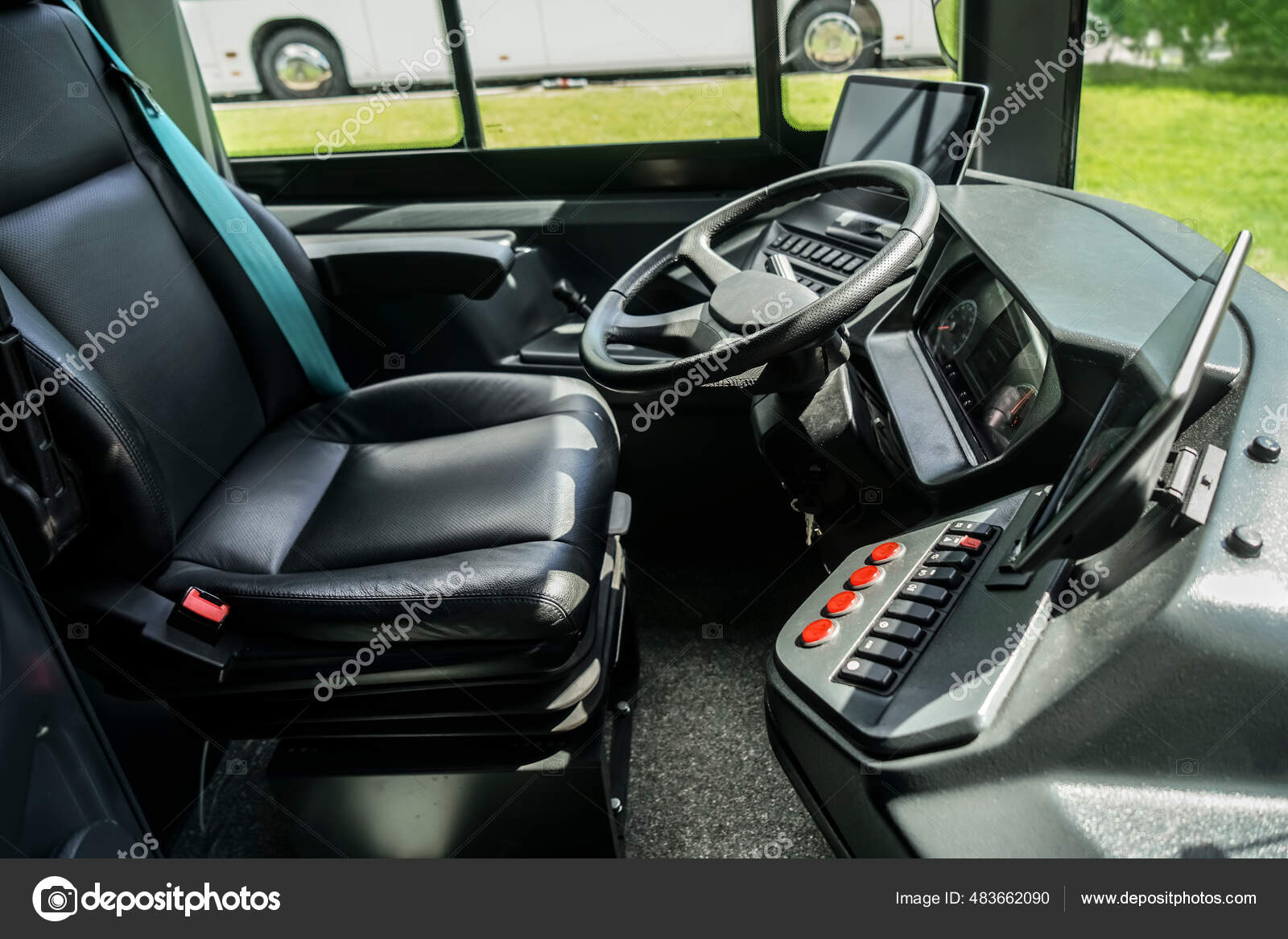 Intercity Bus Dashboard Equipped Video Surveillance System Monitor ...