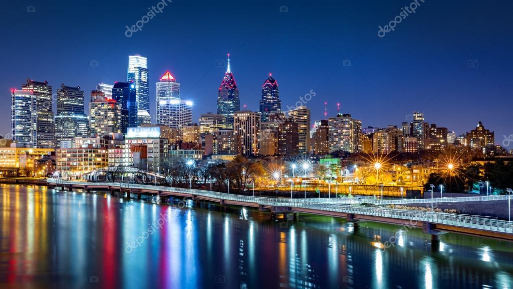 Philadelphia skyline by night — Stock Photo © mandritoiu #99150768 Philadelphia skyline by night — Stock Photo © mandritoiu #99150768