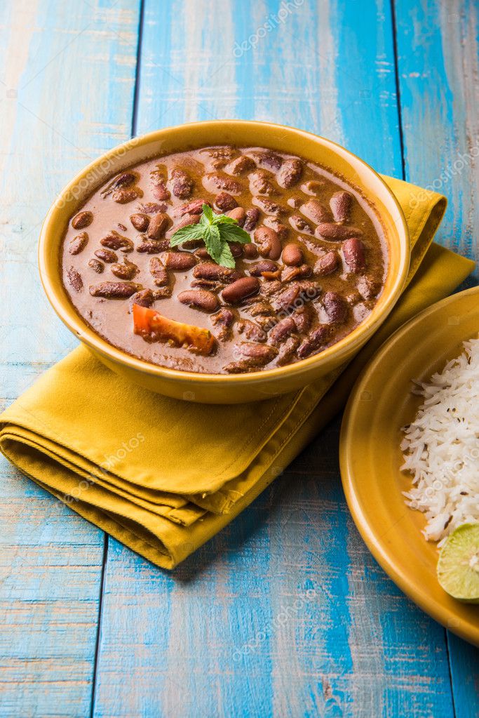 frijoles rojos cocidos al curry y arroz basmati cocido, arroz rajma ...