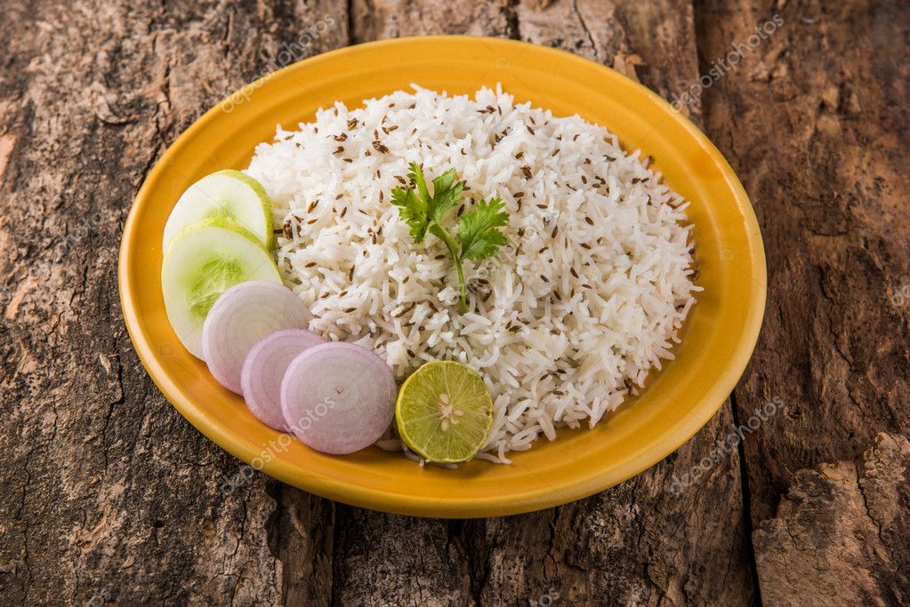 Jeera rice, long-grain cooked basmati rice flavoured with fried cumin ...