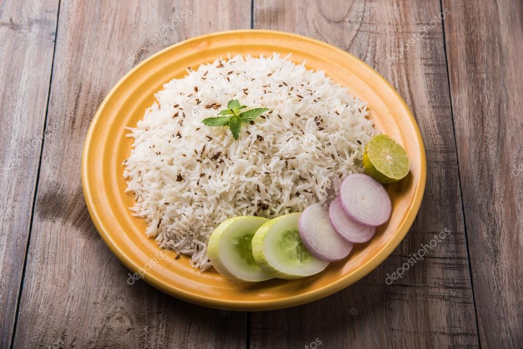 Jeera rice, long-grain cooked basmati rice flavoured with fried cumin ...