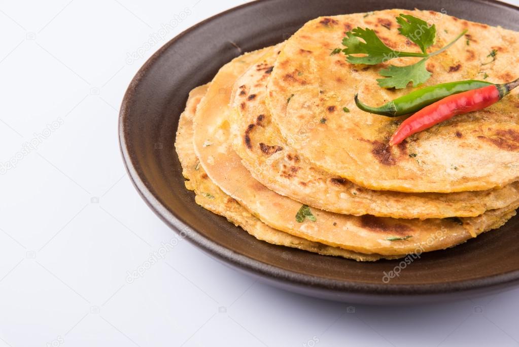 Traditional Indian bread - Aloo paratha or aalu parotha, potato stuffed ...