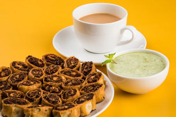 Indian spicy sweet fried snack also known as bakarwadi or bakarvadi or ...