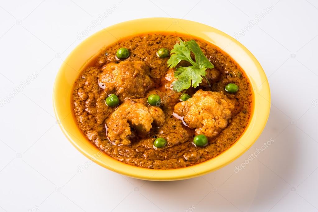 Gobi masala, gobi mutter curry or gobi fry masala, cauliflower mutter ...