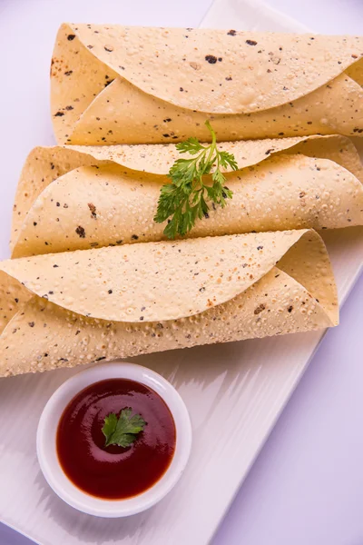 Rosted papad or roll papad, indian traditional started food or side ...