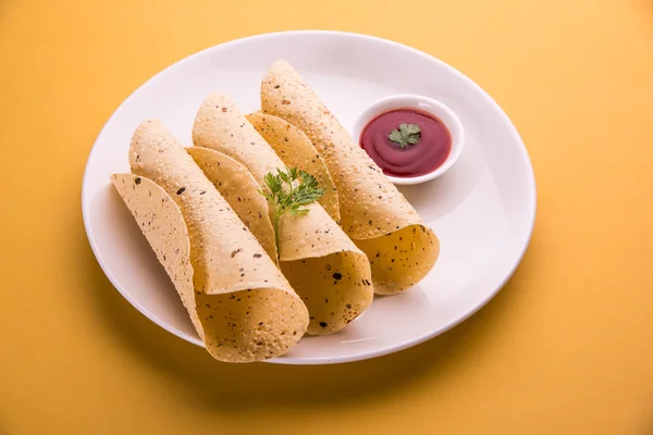 Rosted papad or roll papad, indian traditional started food or side ...