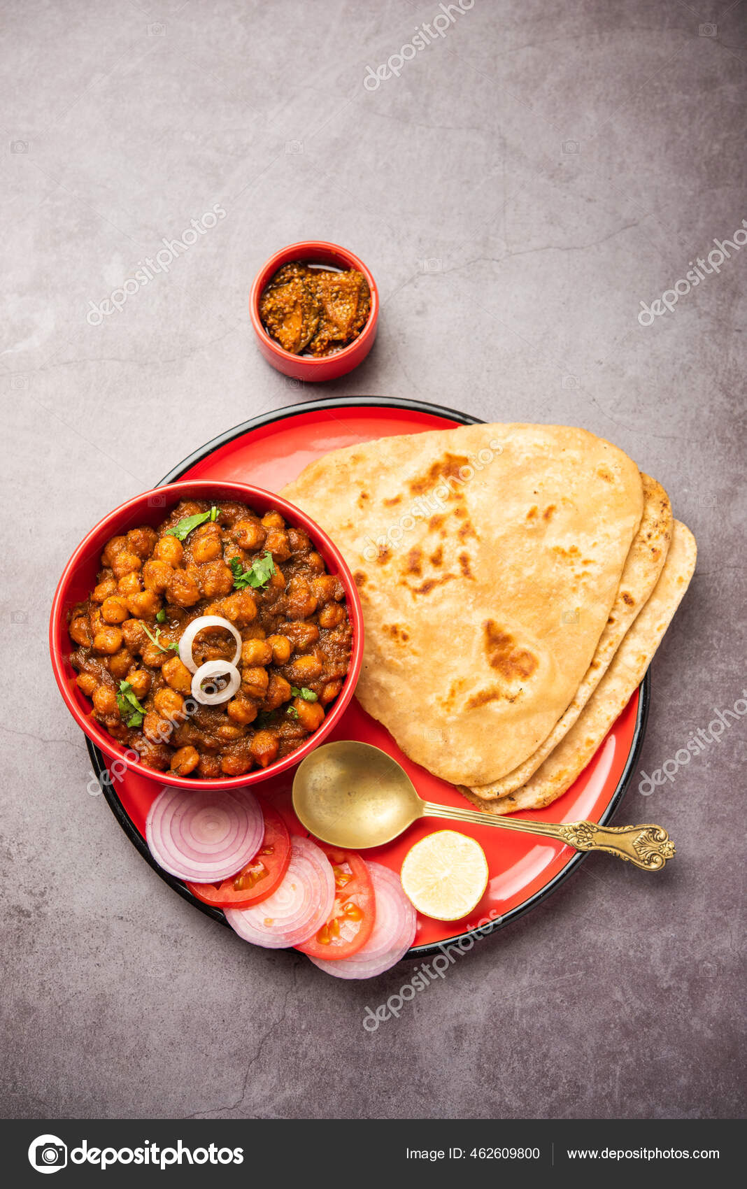 Tikona Paratha Triangle Parotha Chole Choley Chana Masala Stock Photo ...
