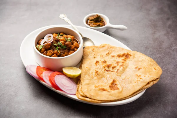 Tikona Paratha Triangle Parotha Chole Choley Chana Masala Stock Photo ...