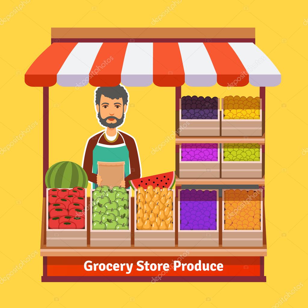 Produce shop keeper. Stock Vector Image by ©IconicBestiary #82393968