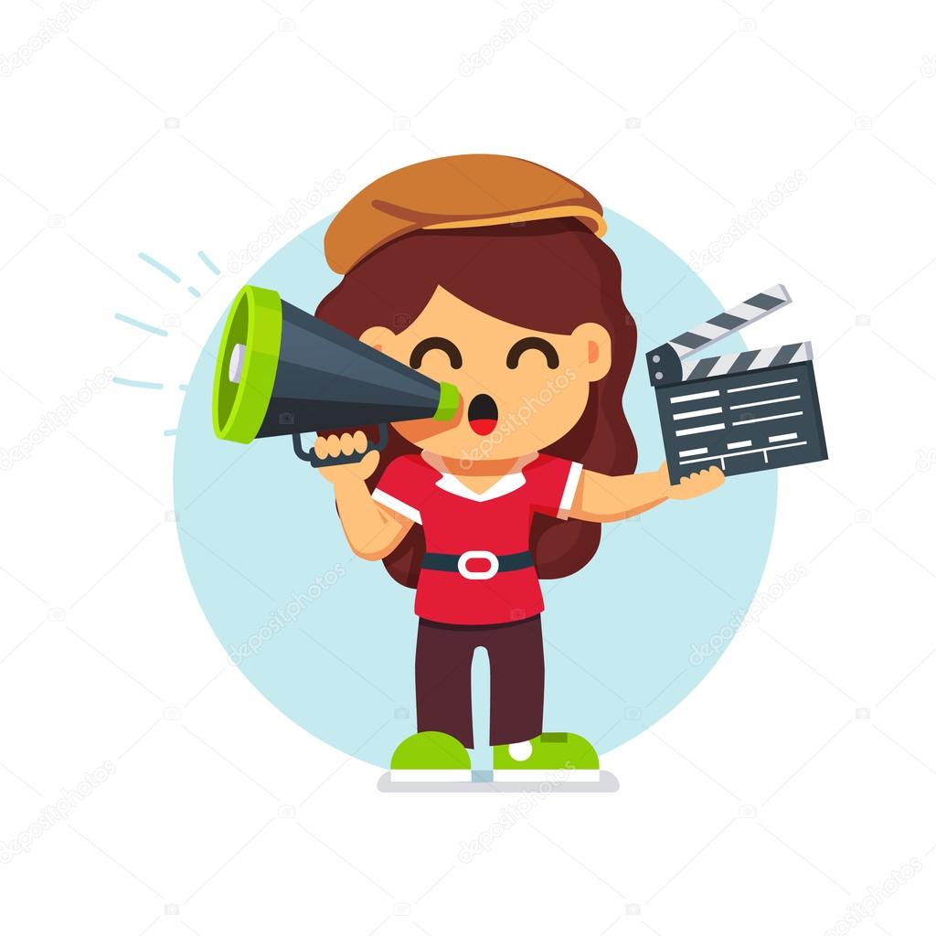 Movie director girl in directors hat standing Stock Vector Image by ...