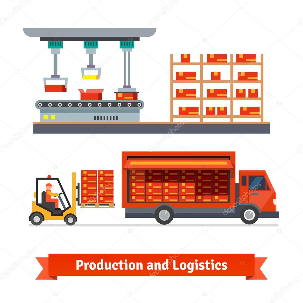 Fully automatic production line and truck Stock Vector Image by ...