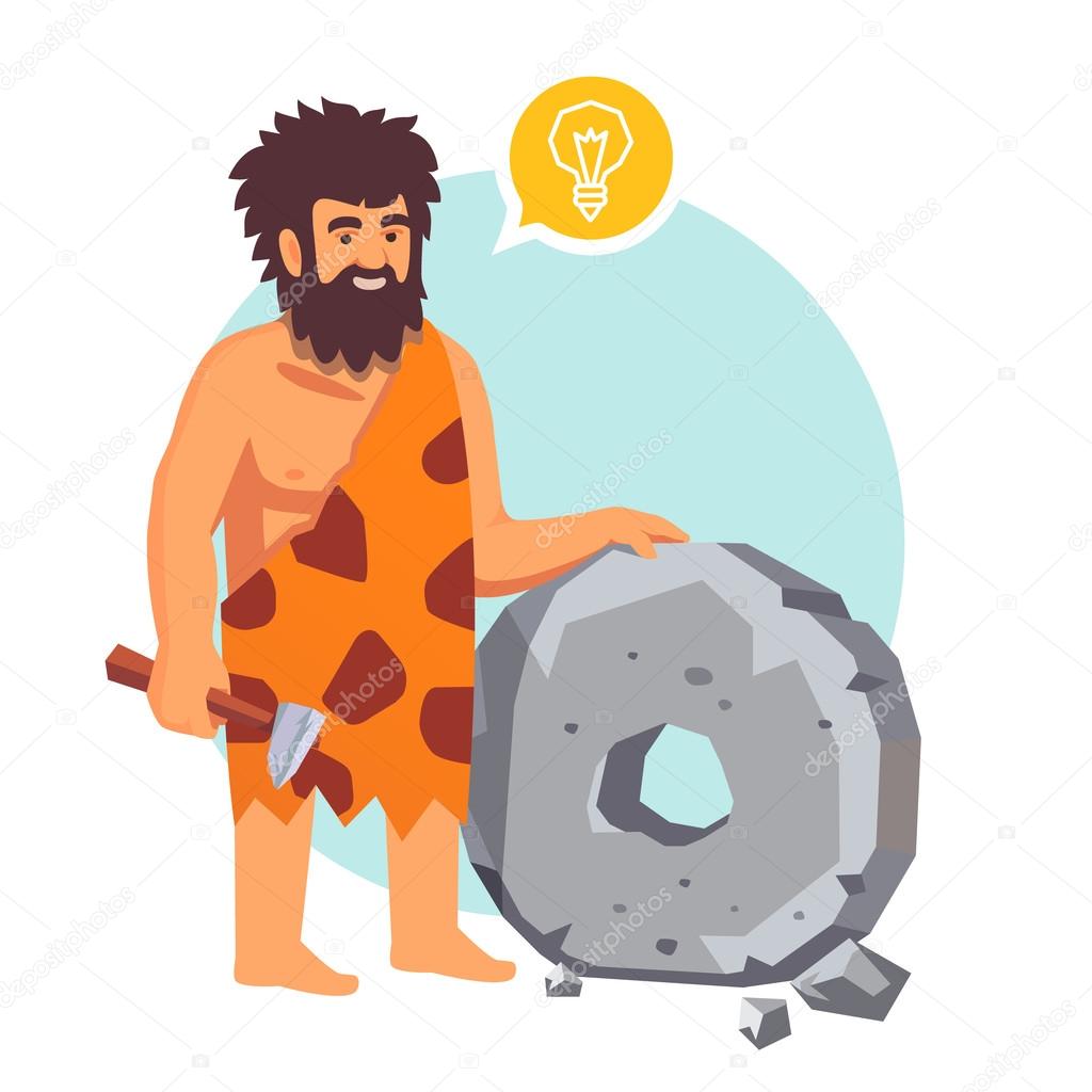 Man had an idea and invents a wheel. Stock Vector Image by ...