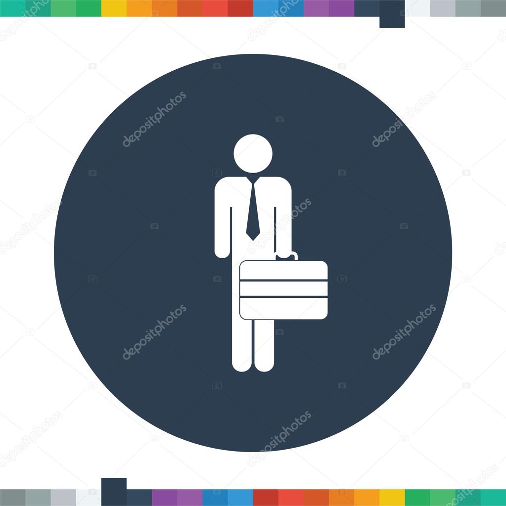 Icono de figura de palo macho plano, llevando una corbata y sosteniendo ...