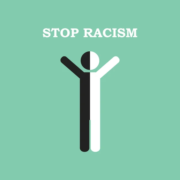 Stop racism icon. Stick figure split in two representing race eq ...
