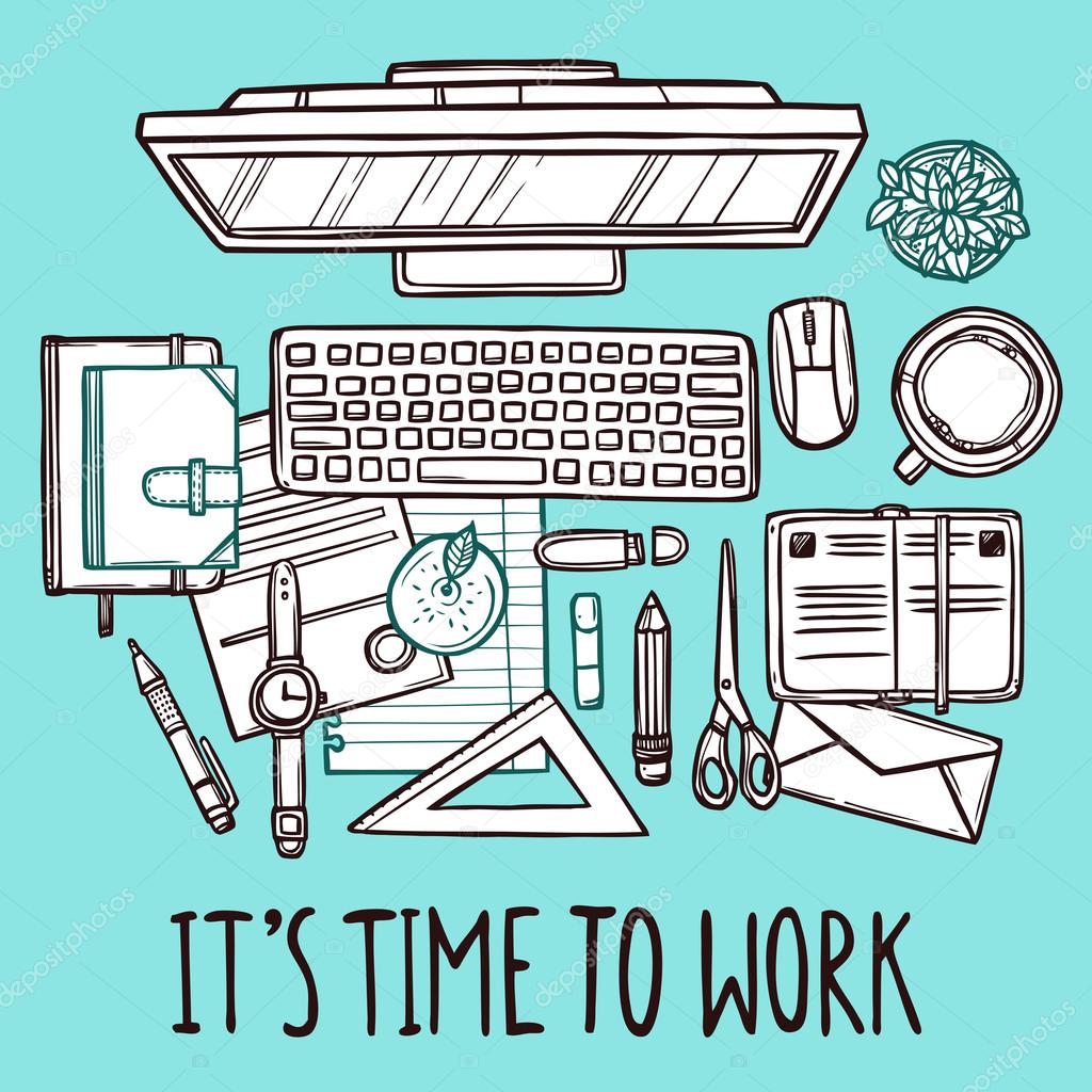 Work and business elements — Stock Vector © alexrockheart #82694902