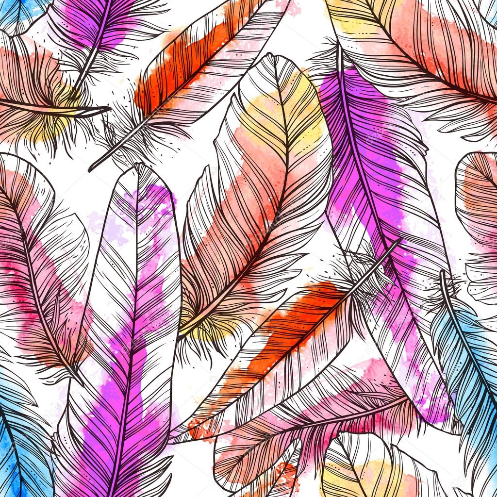 Seamless pattern with feathers — Stock Vector © alexrockheart #82700794