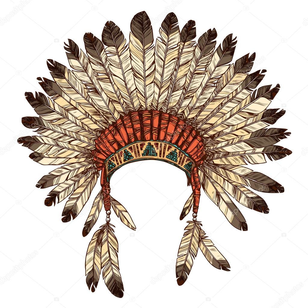 Cocar de índios americanos nativos — Vetor de Stock © alexrockheart ...
