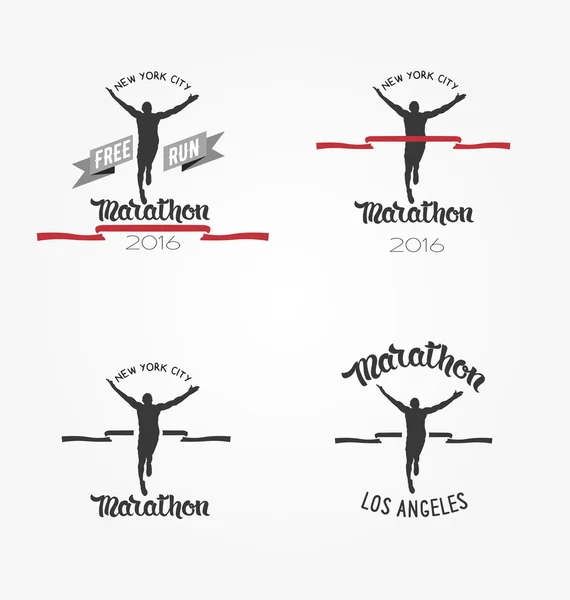 Pictures: long distance running | Set of marathon logotypes, long ...
