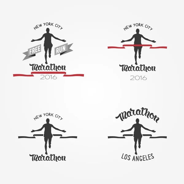 Pictures: long distance running | Set of marathon logotypes, long ...