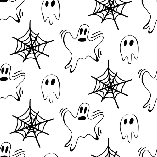 Vector Halloween Ghost Seamless Pattern Isolated Orange Background Funny Cute Stock Vector by ...