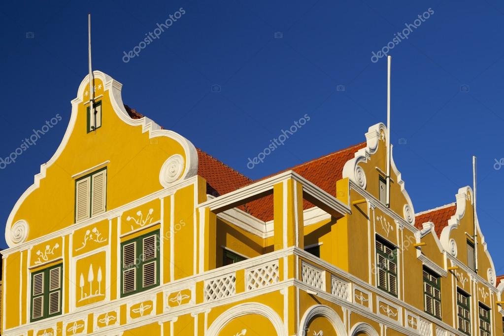 Monumental buildings at the waterfront of Willemstad, Curacao Stock ...