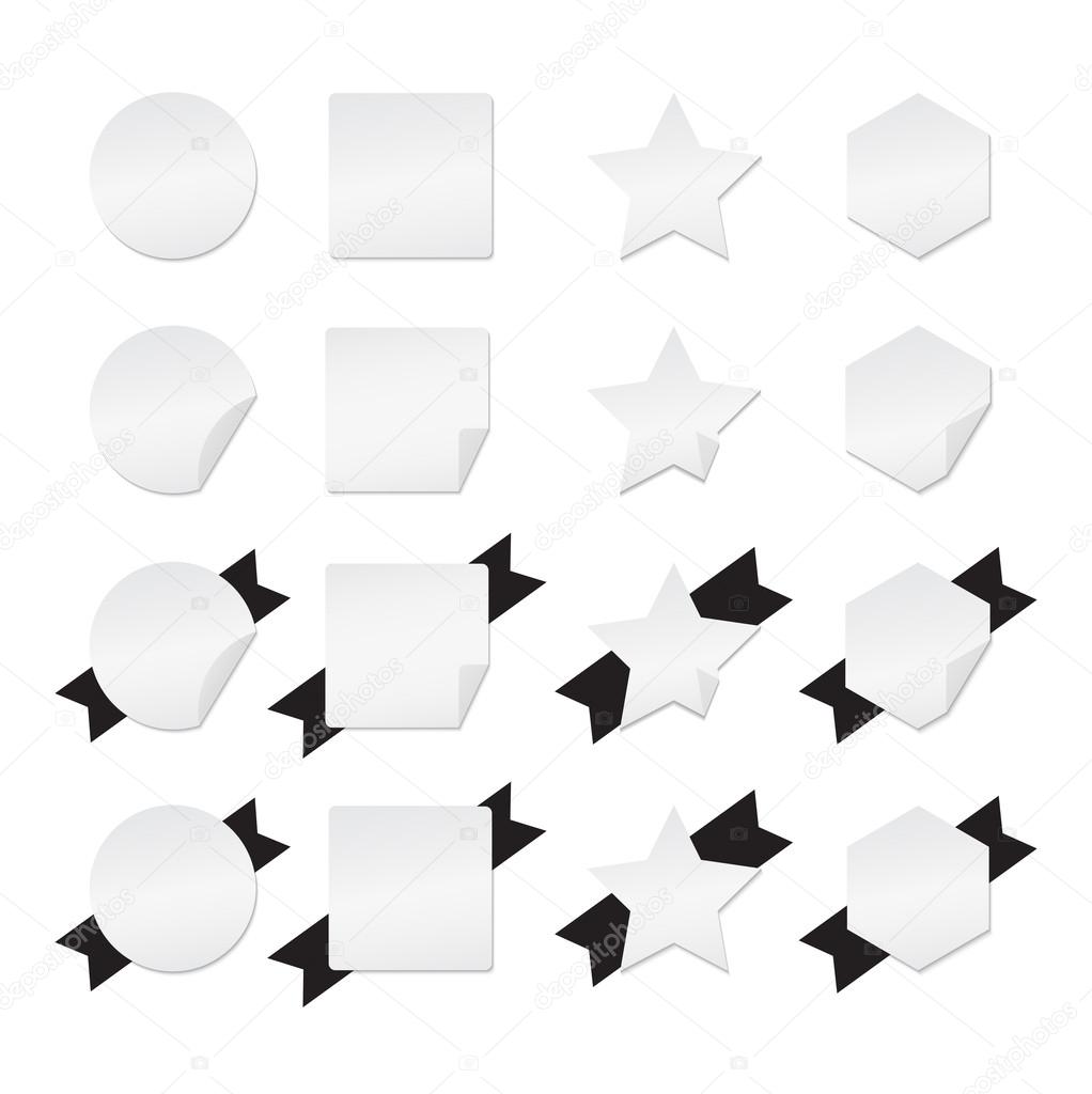 Leere Papierbanner, Kreis-Rechteck-Stern und Sechseck - isolierte ...
