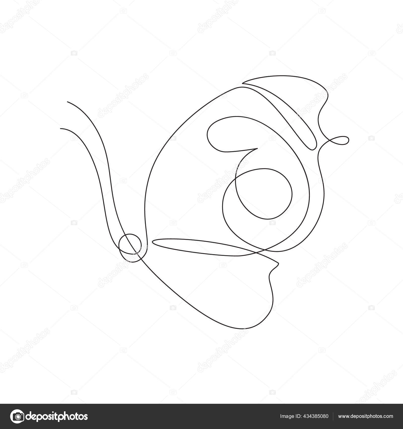 Simple Butterfly One Line Drawing Isolated White Background Abstract ...