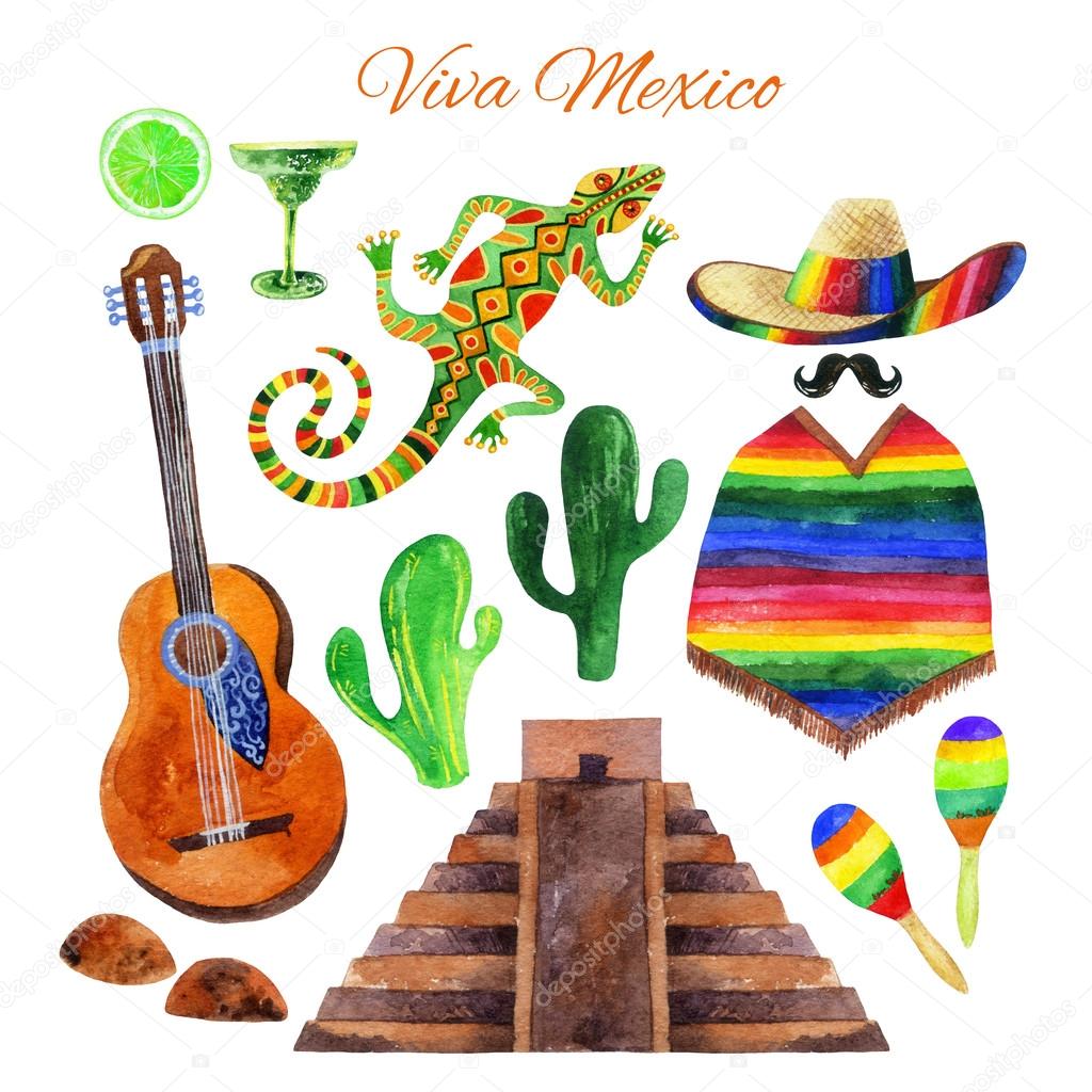 Viva Mexico watercolor set Stock Illustration by ©Tetiana_Syrytsyna ...