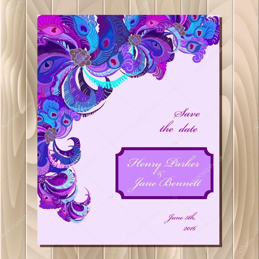 Peacock Feather Invitation Template