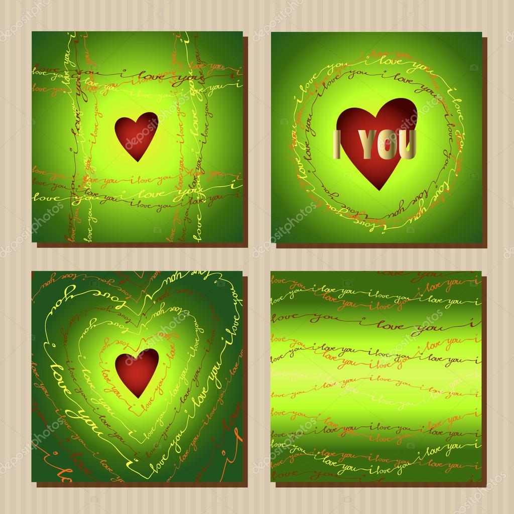 Set of cards with green valentines day design. — Stock Vector ...