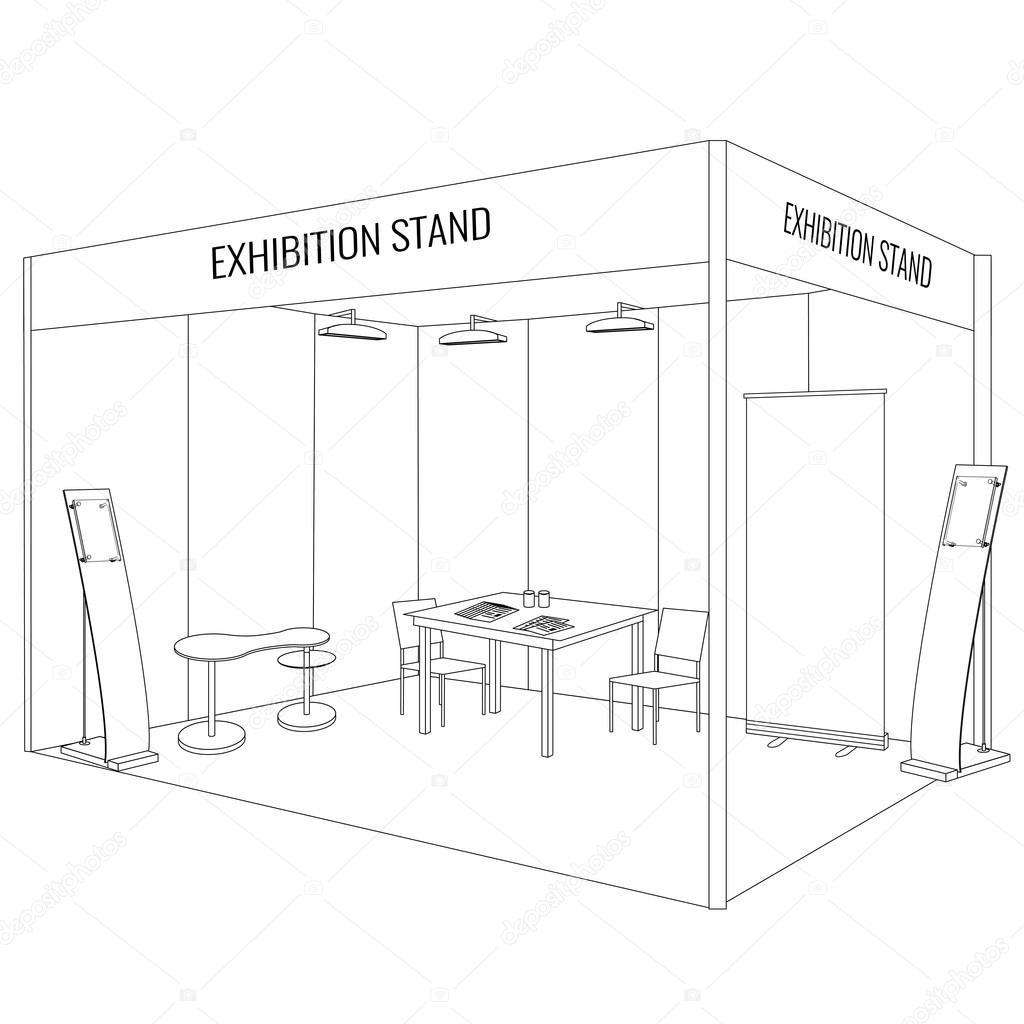 Vector Blank trade exhibition booth stand. Trendy outline style Stock ...