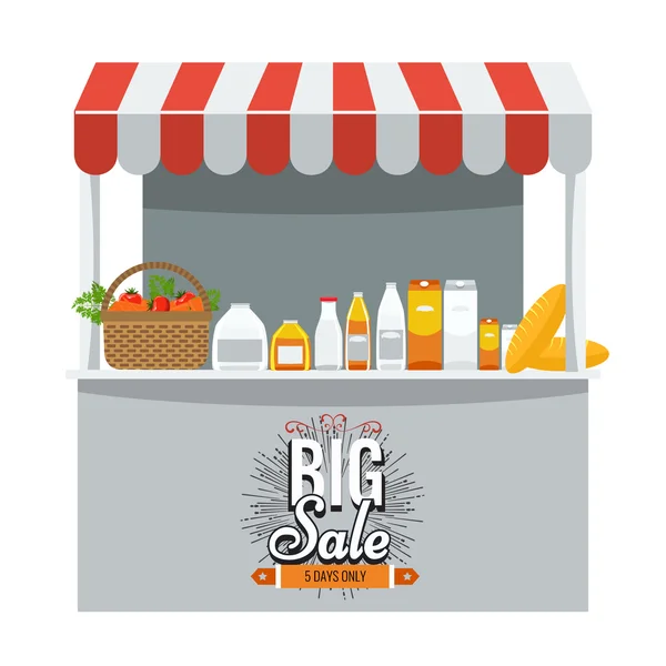 Vector store booth with awning and big sale. Stock Vector Image by ...