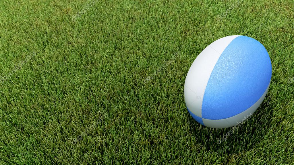 Pelota de rugby azul sobre hierba V02 — Foto de stock #83034584 © Pixtim
