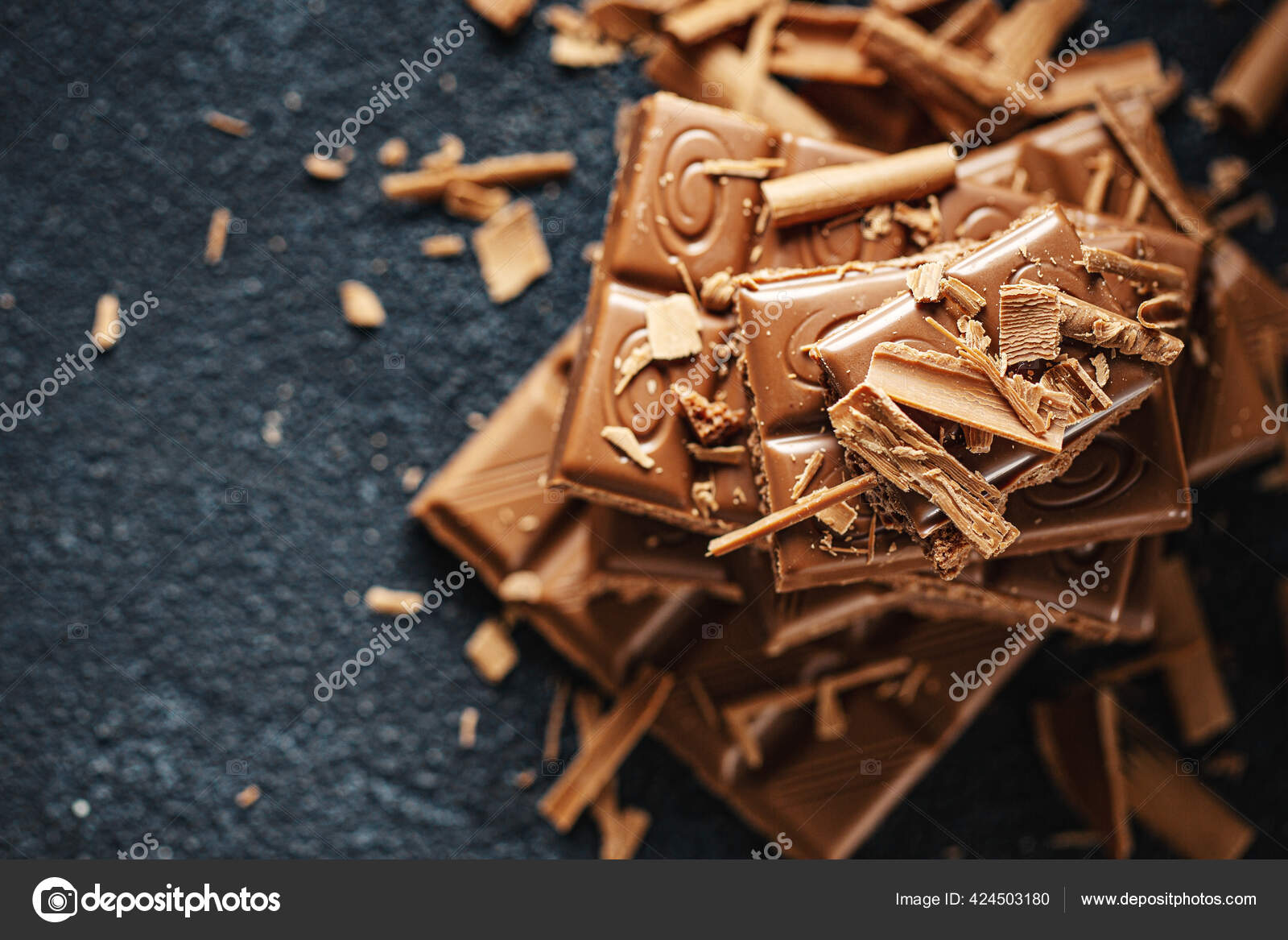 Broken Chocolate Bars Dark Background Closeup Chocolate Background ...