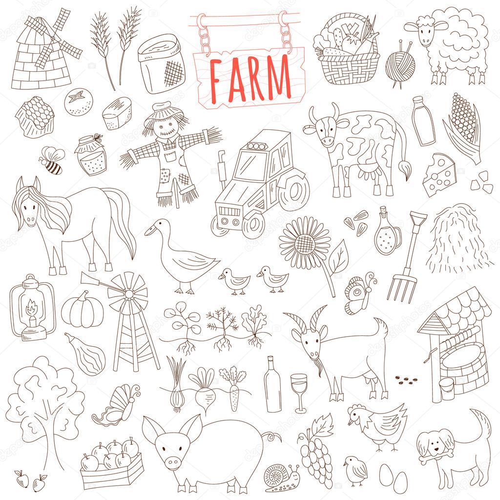 Farm doodle set Stock Vector Image by ©Anasutashiia #83248674
