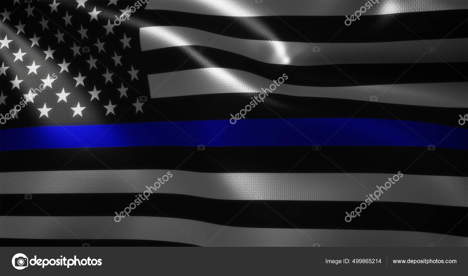 Thin Blue Line Flag United States America Flag Waving Folds — Stock ...