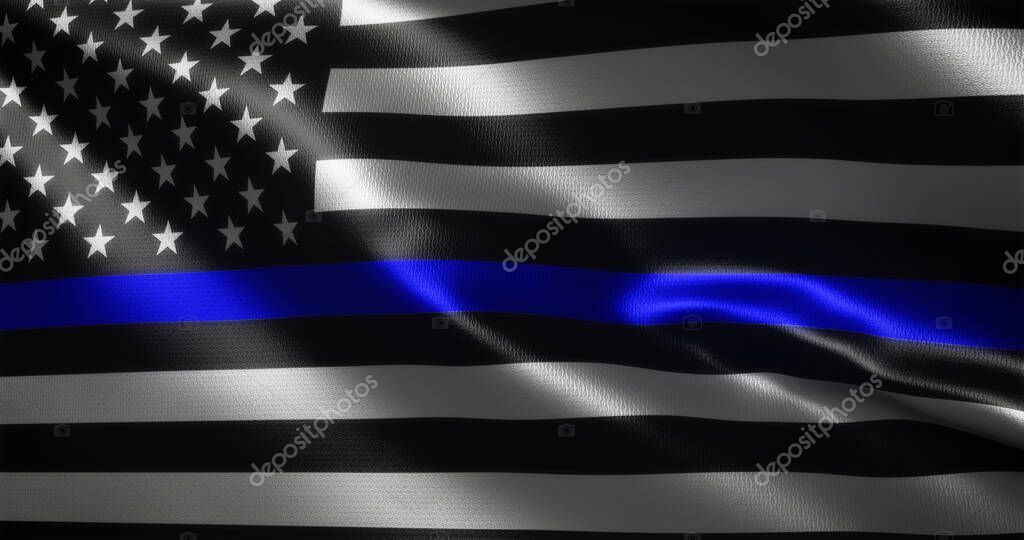 Bandera de línea azul delgada, bandera de Estados Unidos de América con ...