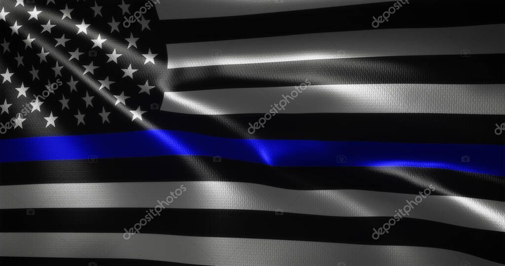 Bandera de línea azul delgada, bandera de Estados Unidos de América con ...