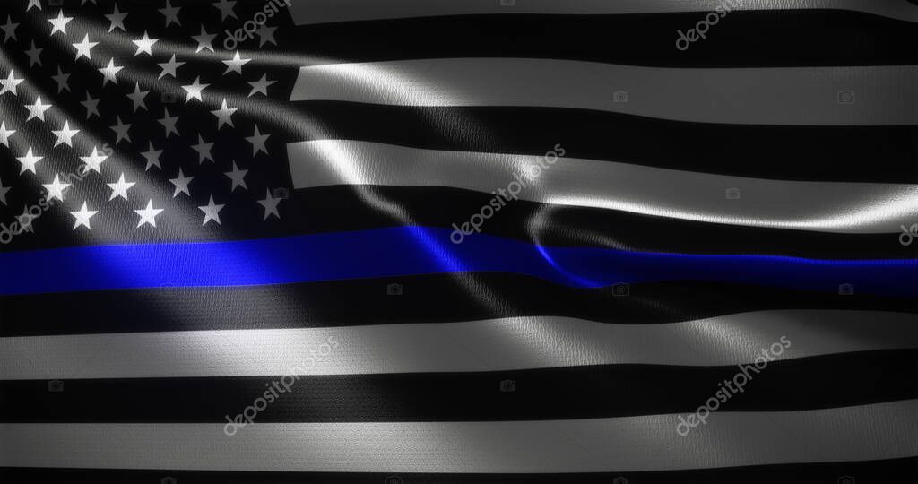 Bandera de línea azul delgada, bandera de Estados Unidos de América con ...