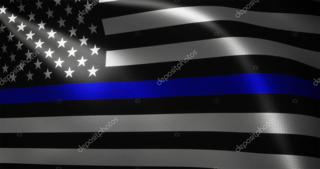 Bandera de línea azul delgada, bandera de Estados Unidos de América con ...