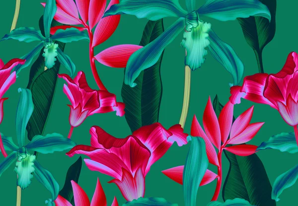 Seamless tropical flower pattern — Stock Photo © themisha #90621570