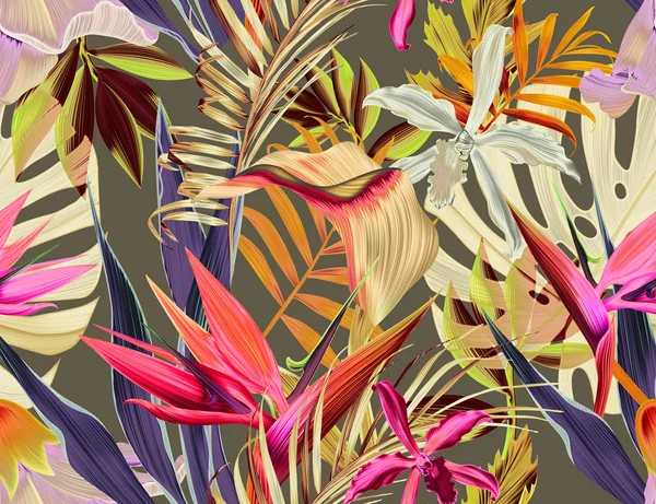 Seamless tropical flower pattern — Stock Photo © themisha #90621570